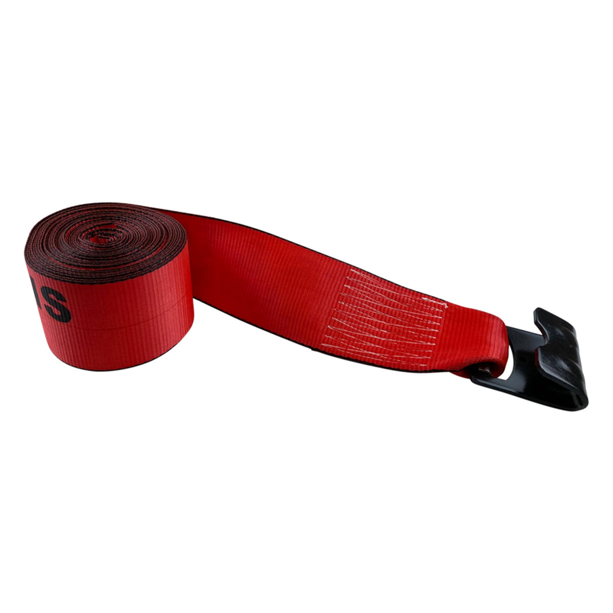 4" Winch Strap with Flat Hook - Red — CargoControlStore